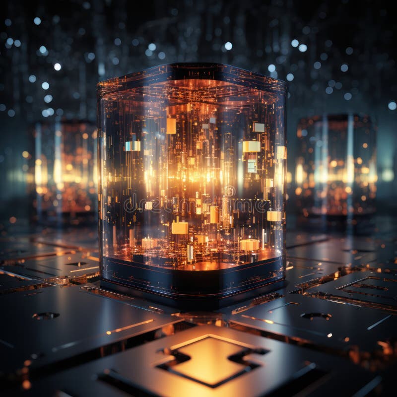 Quantum Computer. Abstract Quantum Computing Circuit with Futuristic ...