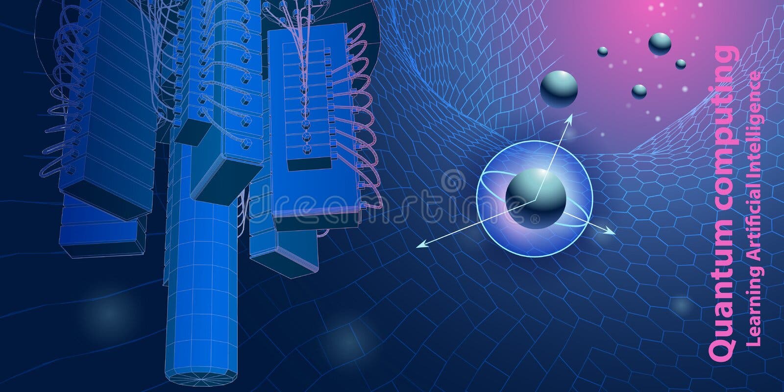 Quantum Computer. Abstract Physics Background Concept with Grid ...