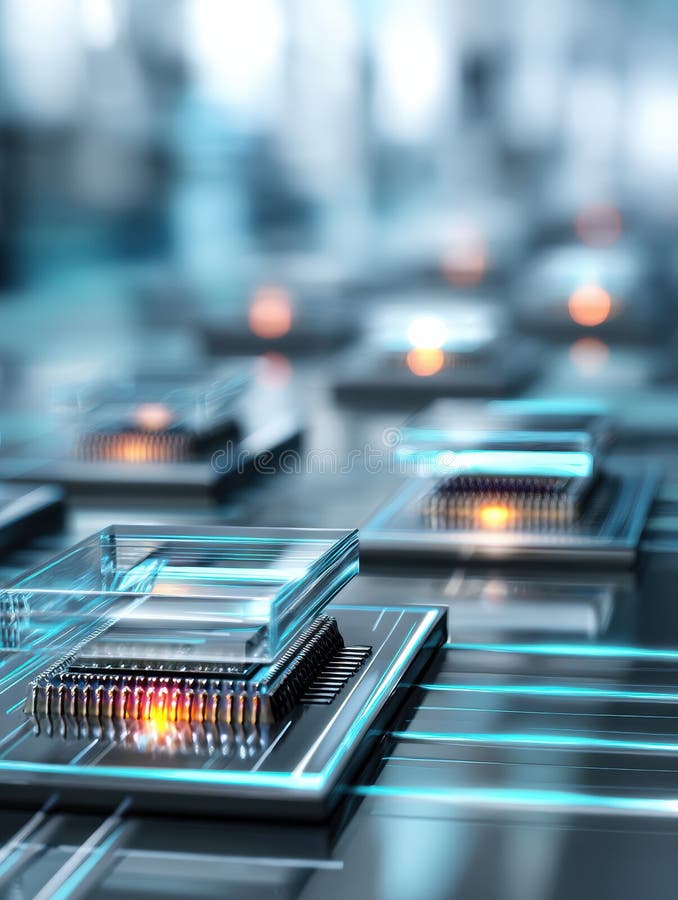 Quantum Computer Chips Illuminated in a High-Tech Blue Environment ...