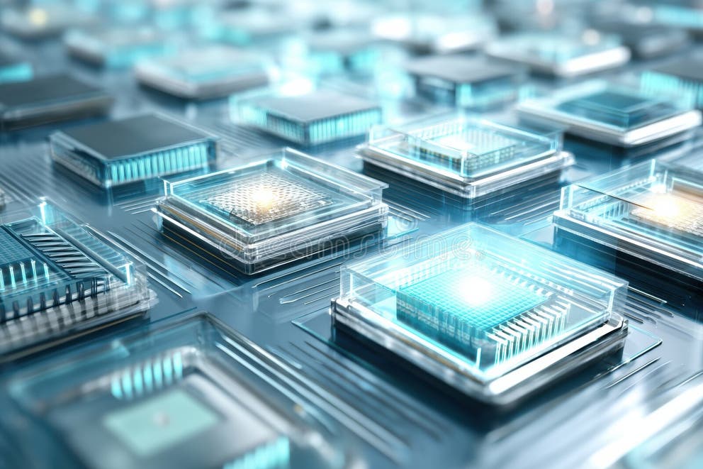 Quantum Computer Chips Illuminate a Futuristic Setting with Deep Blue ...