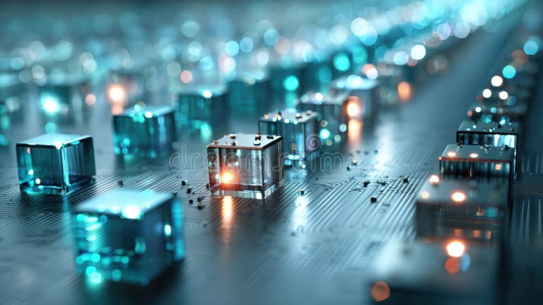 Quantum Computer Chips Illuminate a Futuristic Workspace with Glowing ...