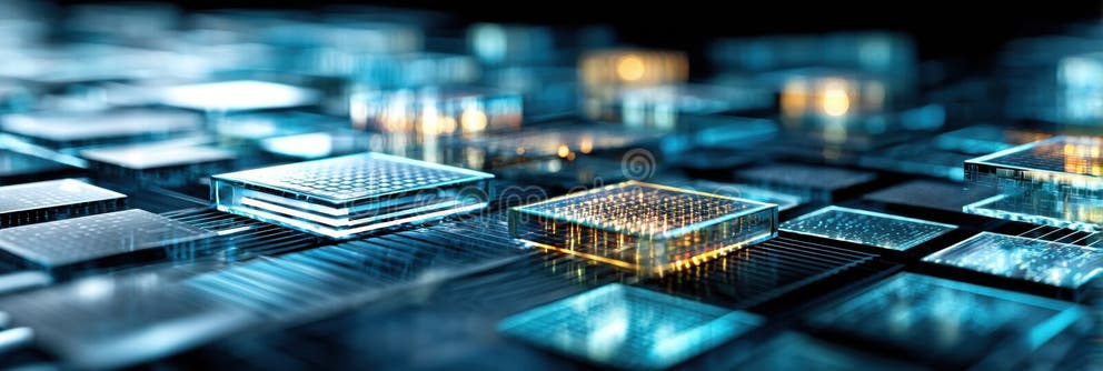 Quantum Computer Chips Illuminated in a Futuristic Blue Environment ...