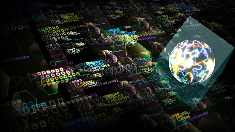 Quantum Computer in the Cube Futuristic Technology Digital Layer ...