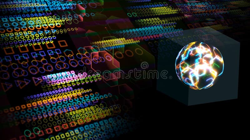 Quantum Computer in the Cube Futuristic Technology Digital Polygon ...