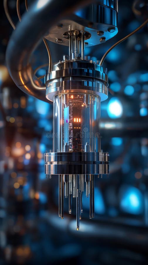 Quantum Computer with Dark Background Stock Photo - Image of machinery ...