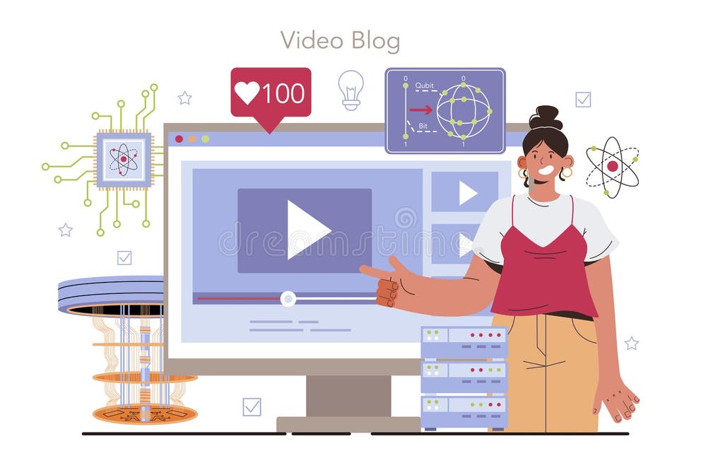 Quantum Computer Developing Online Service or Platform Stock Vector - Illustration of microchip ...
