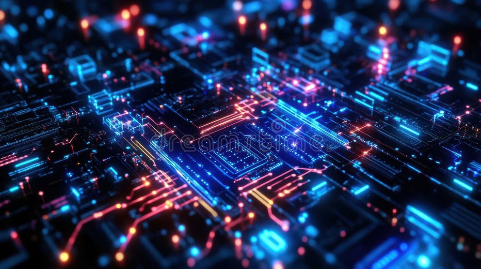 Quantum Computer with Glowing Circuits and Futuristic Hardware Design ...