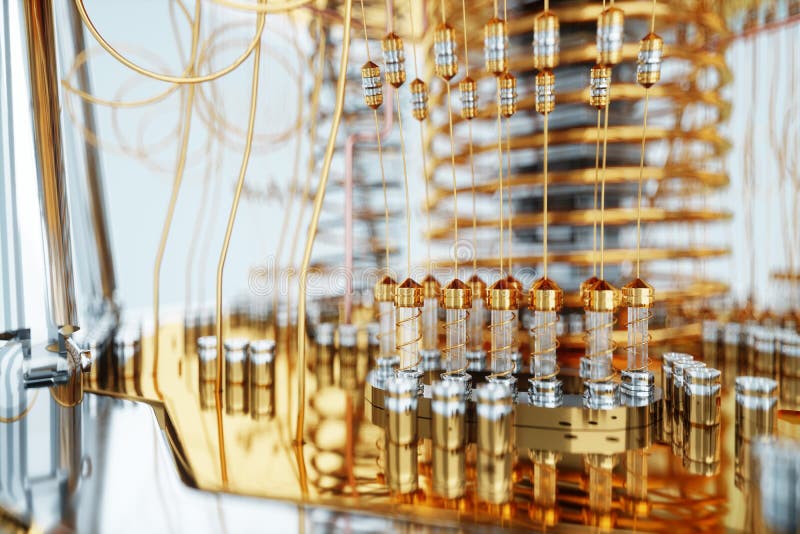 Quantum Computer, Gold Silver Mechanism Close-up, Soft Focus. Mechanism ...