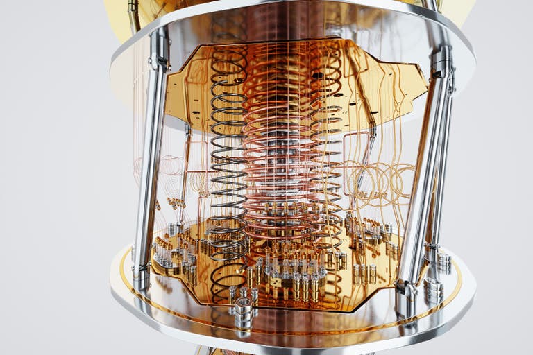 Quantum Computer, Gold Silver Mechanism Close-up, Soft Focus. Mechanism ...