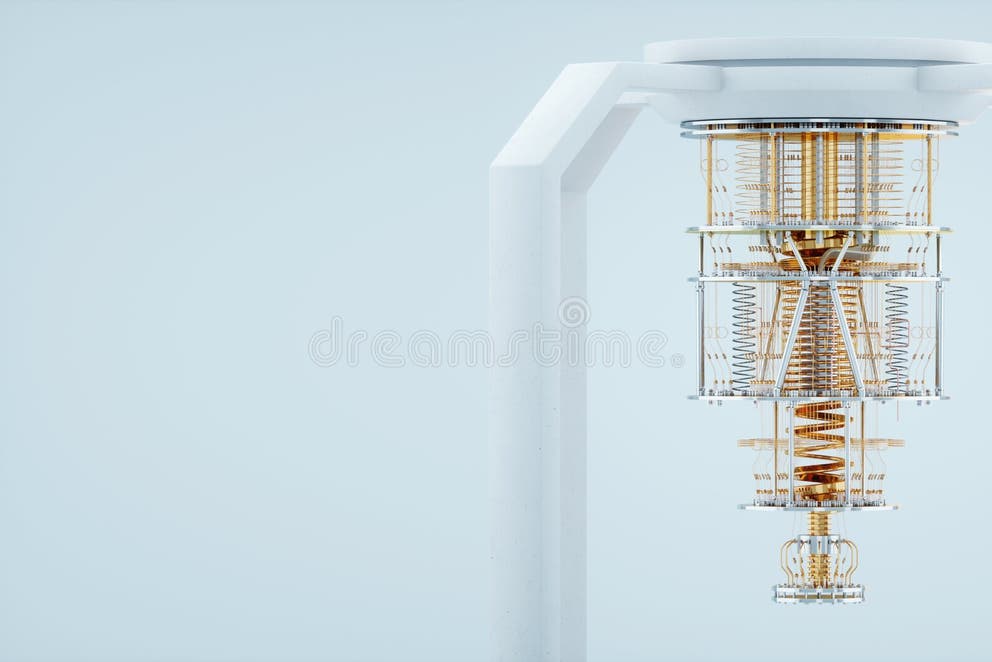 Quantum Computer, Gold Silver Mechanism Isolated on White Background ...