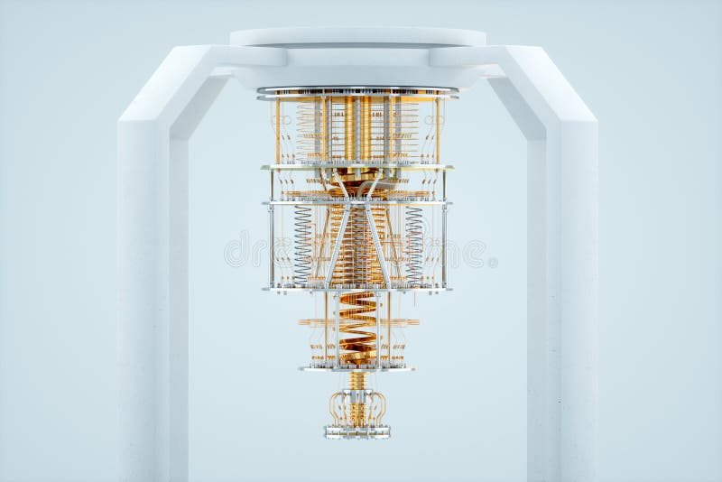 Quantum Computer, Gold Silver Mechanism Isolated on White Background ...