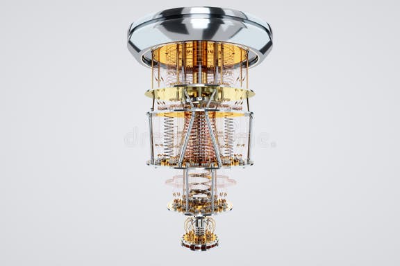 Quantum Computer, Gold Silver Mechanism Isolated on White Background ...