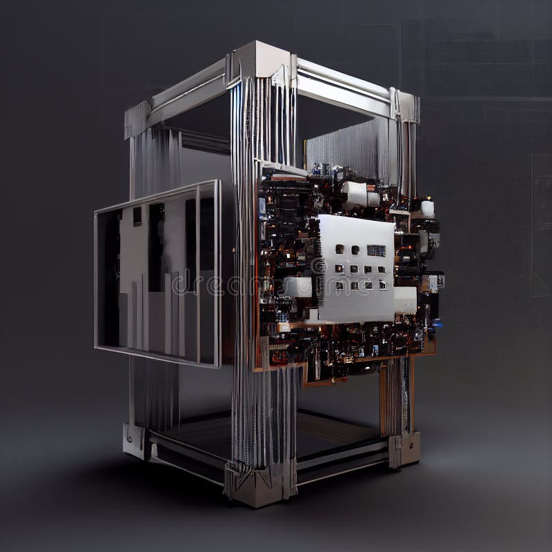 Quantum Computer on Gray Background Stock Illustration - Illustration ...