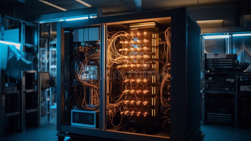 Quantum Computer in a High Tech Lab Stock Illustration - Illustration ...