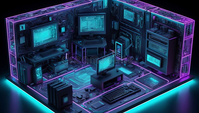 Quantum Computer Interior Isometric View Stock Illustration ...
