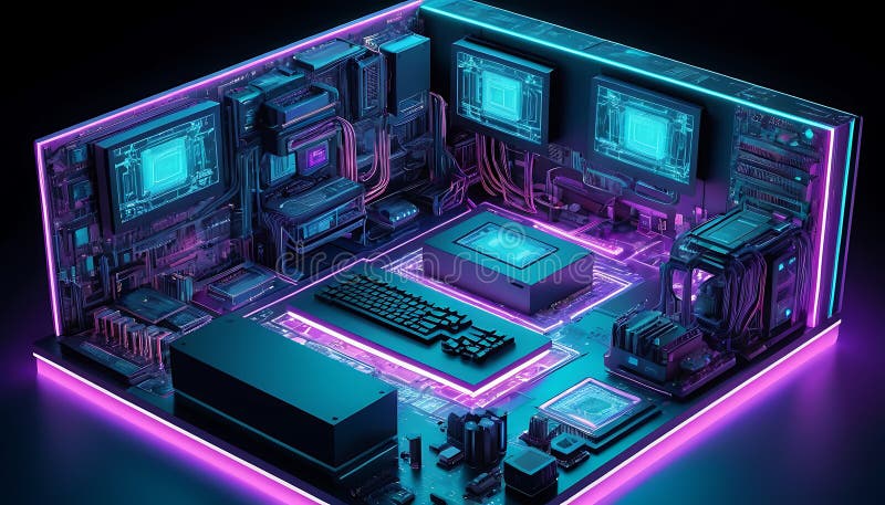Quantum Computer Interior Isometric View Stock Illustration ...