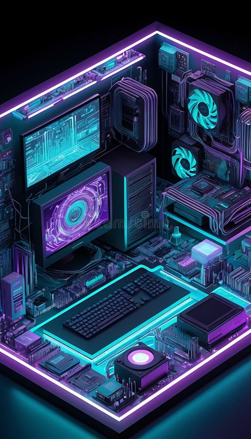 Quantum Computer Interior Isometric View Stock Illustration ...