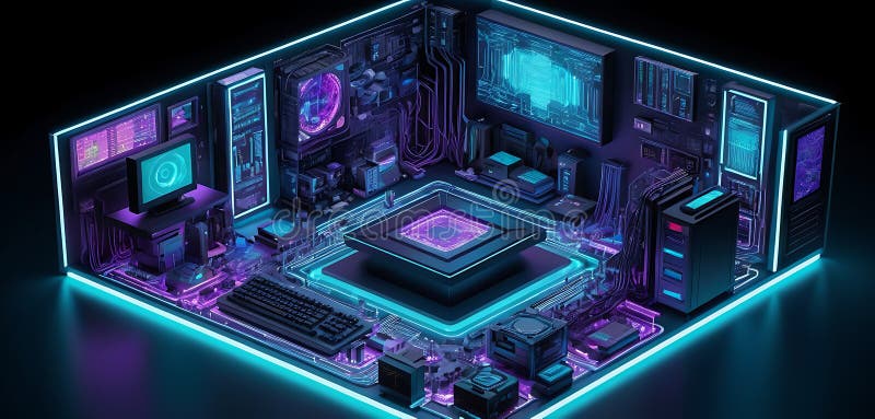 Quantum Computer Interior Isometric View Stock Illustration ...