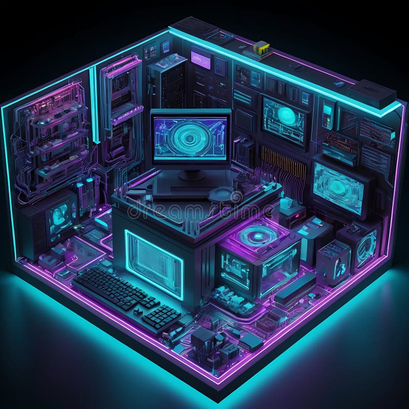 Quantum Computer Interior Isometric View Stock Illustration ...