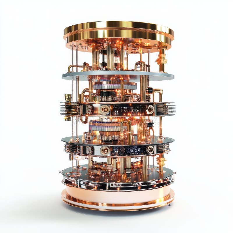 Quantum Computer Isolated on White Background Stock Illustration - Illustration of electricity ...
