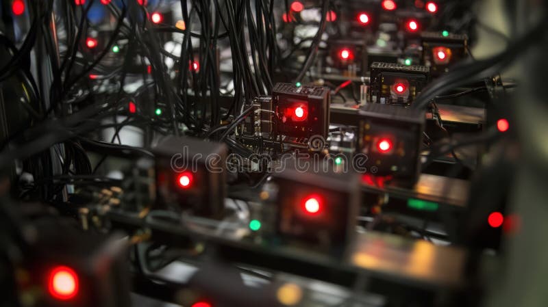 Quantum Computer Performing Complex Calculations with Red Lights Flashing Stock Photo - Image of ...