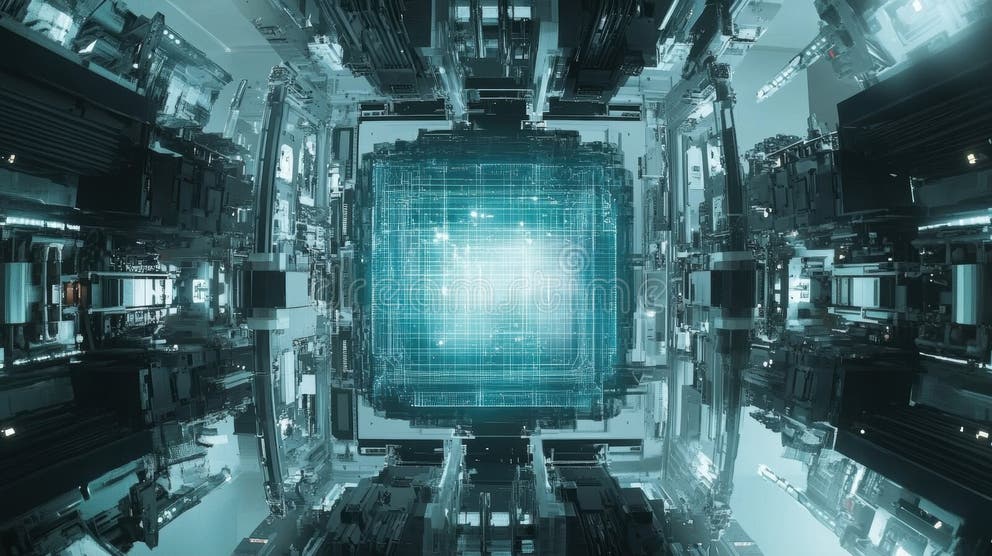 Quantum Computer Processing Data in Futuristic Server Room Stock Photo - Image of network ...