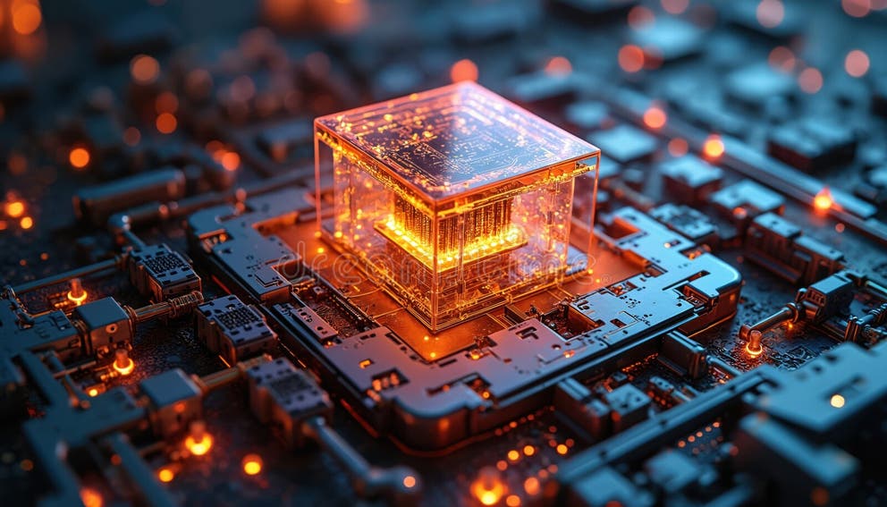 Quantum Computer Processor with Circuit Board. Quantum Computing System, Machine Learning, Data ...