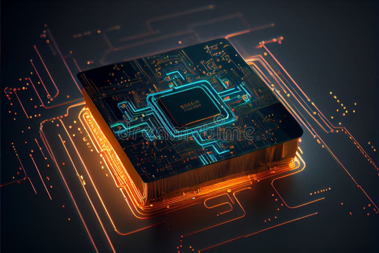 Quantum Computer Processor. Circuit Board. Technology Background ...