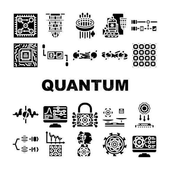 Quantum Computer Qubit Icons Set Vector Stock Illustration ...