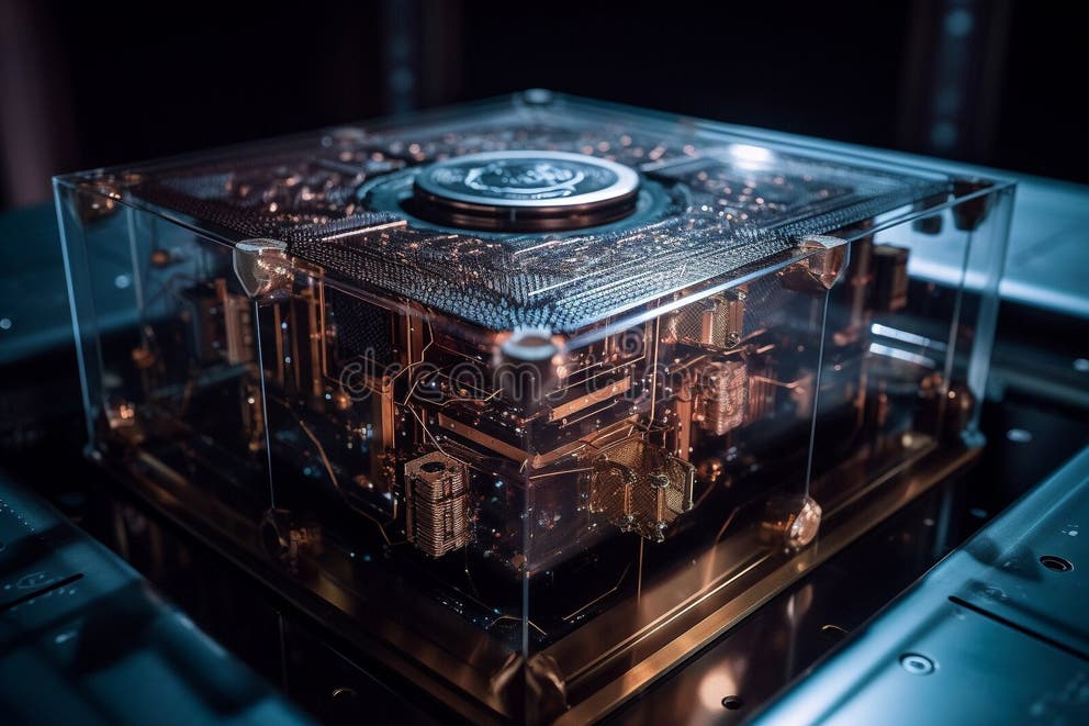 Quantum Computer, with Qubits Changing State, Achieving Quantum Supremacy. Conceptual ...