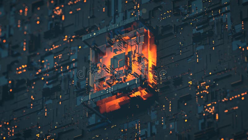 Quantum Computer Sci-fi Design 3D Render Illustration Stock ...