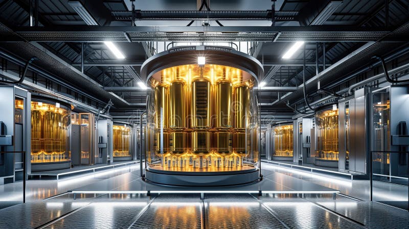 Quantum Computer in a Special Room with Gold Plating Stock Image ...