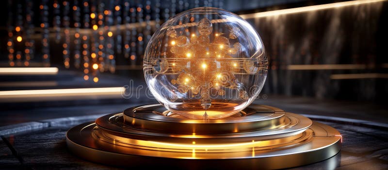 Quantum Computer in a Special Room with Gold Plating Stock Photo ...