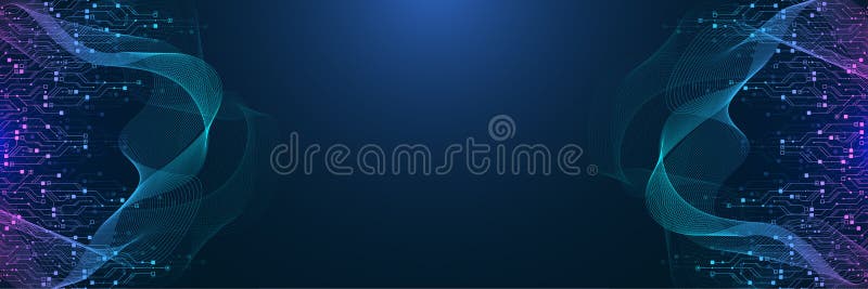 Quantum Computer Technologies Concept. Futuristic Blue Circuit Board ...