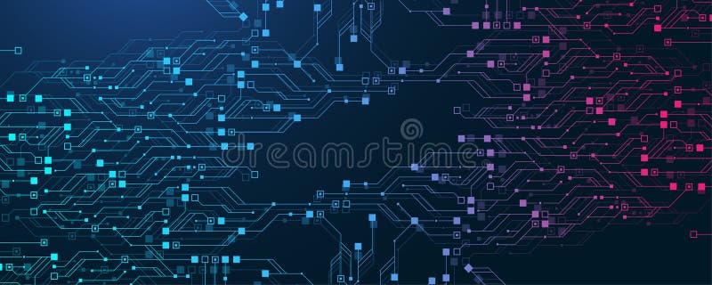 Quantum Computer Technologies Concept. Futuristic Blue Circuit Board ...