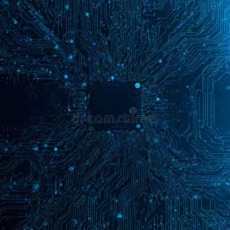 Quantum Computer Technologies Concept. Futuristic Blue Circuit Board ...