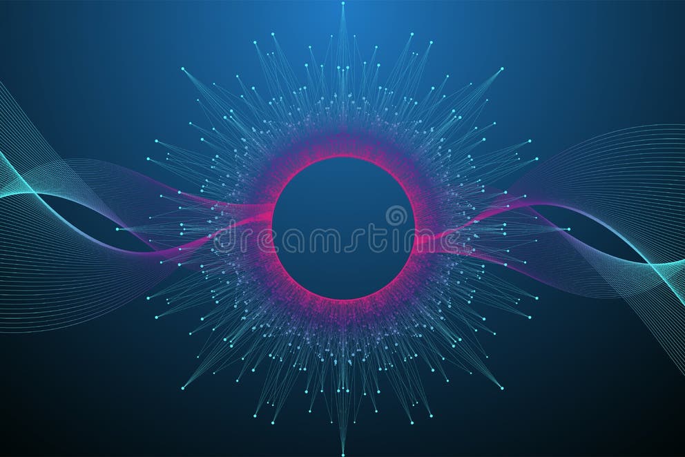 Quantum Computer Technology Concept. Sphere Explosion Background. Deep ...