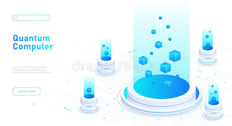 Quantum Computer White Poster Vector Stock Vector - Illustration of ...