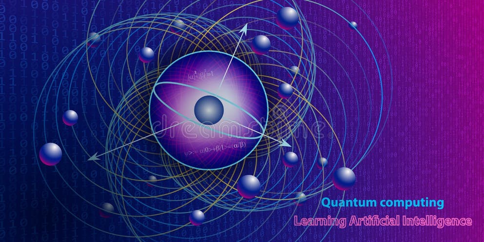 Quantum Computing Abstract Physics Background Concept with Qubit. Learning Artificial ...