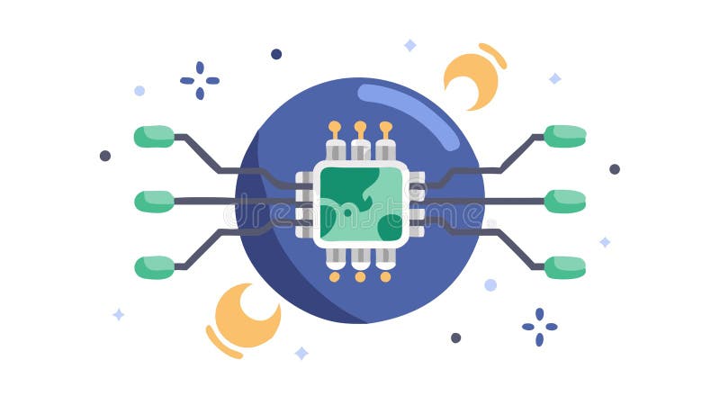 Quantum Computing and Atomic Structure Icon, Vector Design Generative ...