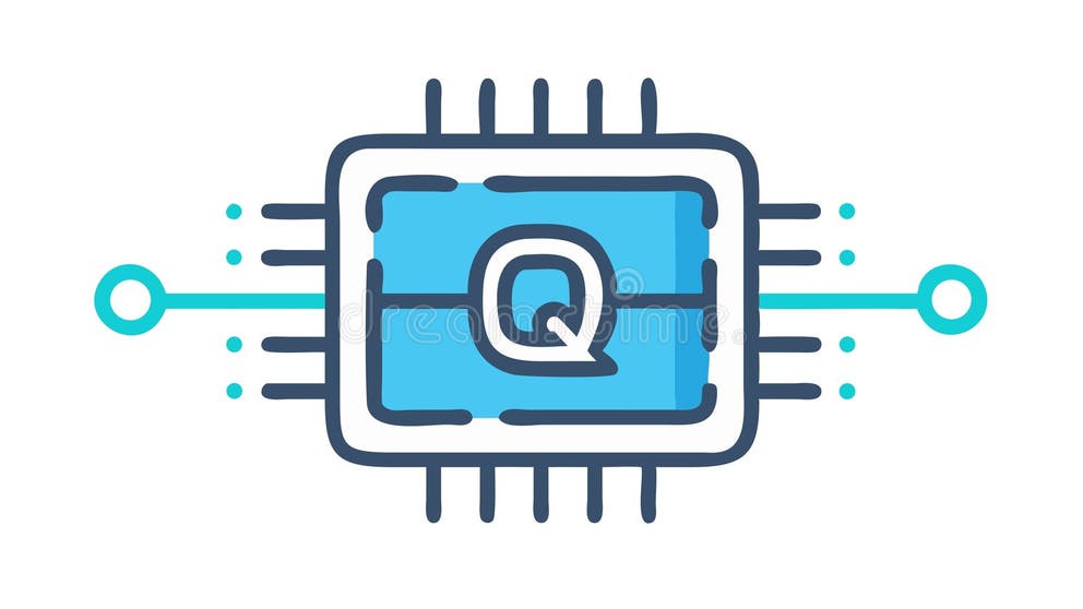 Quantum Computing Chip Icon, Next-Gen Technology, Qubit Processor ...