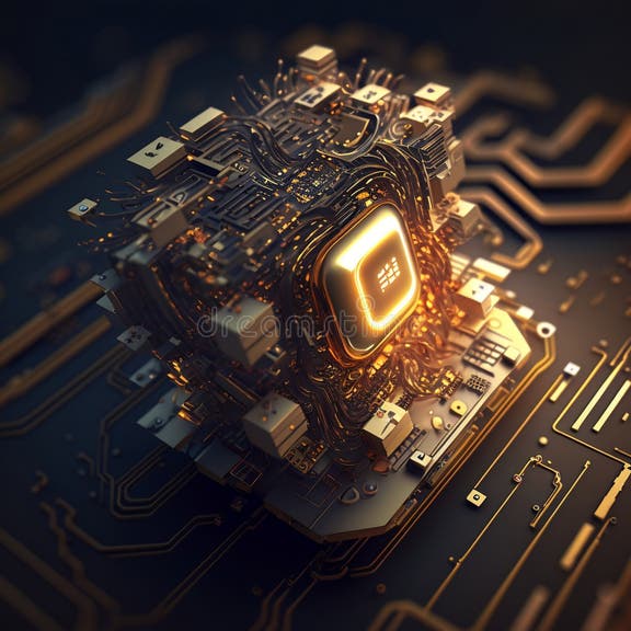 Quantum Computing Circuit with Abstract Futuristic Design. Generative ...