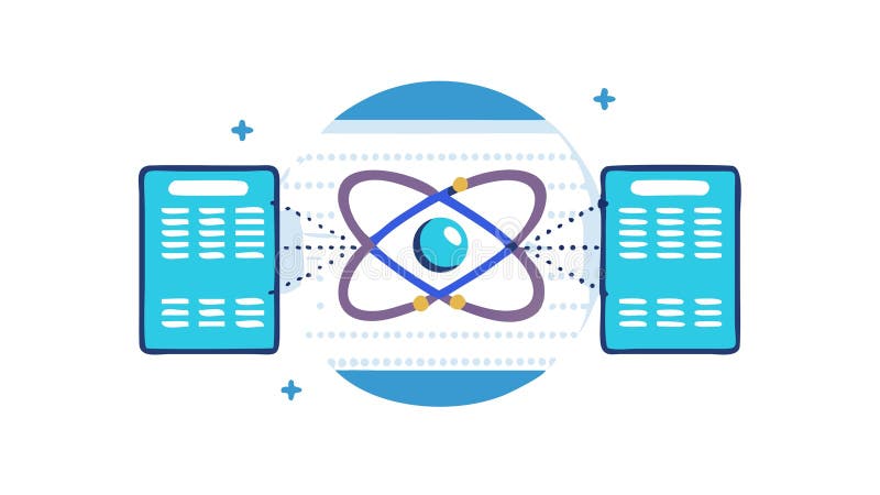 Quantum Computing Concept with Atom and Server Data Centers Vector Design, Vector Design ...
