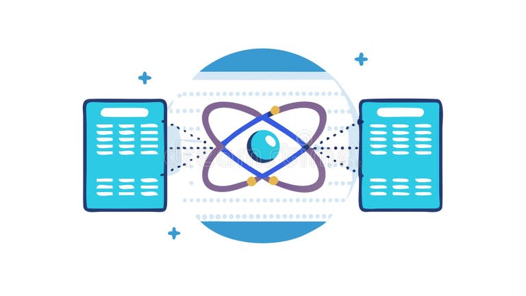 Quantum Computing Concept with Atom and Server Data Centers Vector Design, Vector Design ...