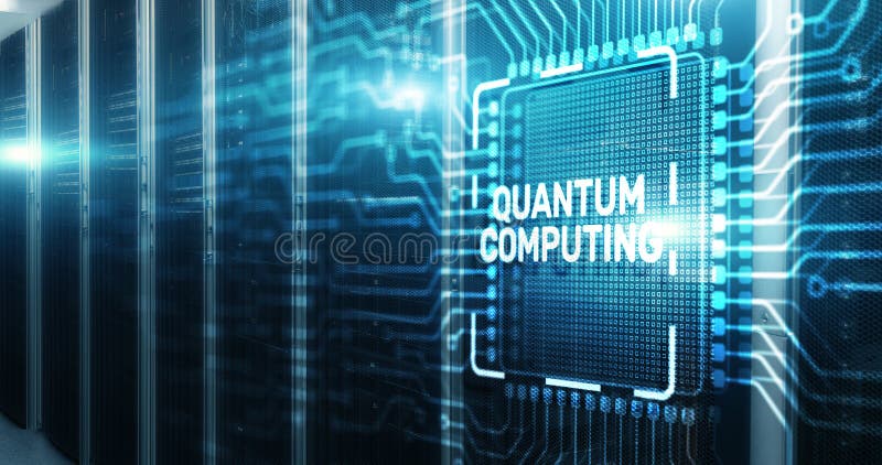 Quantum Computing Concept. the Inscription on 3d Electronic Circuit ...