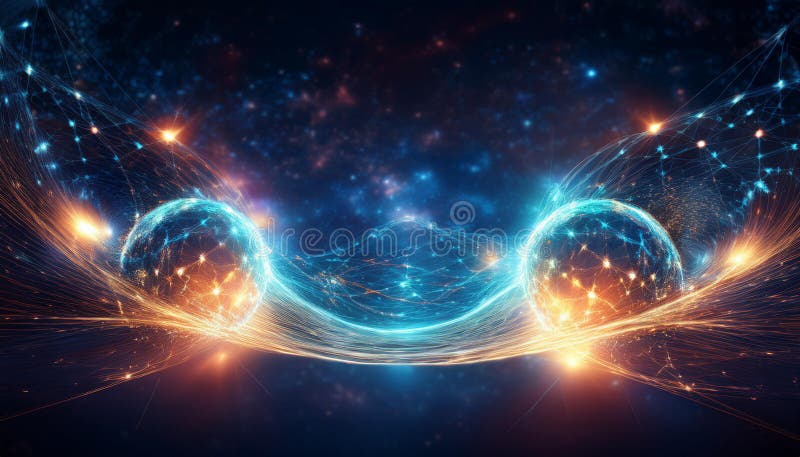 Quantum Computing Concept Showing Two Qubits Entangled in Space Time ...