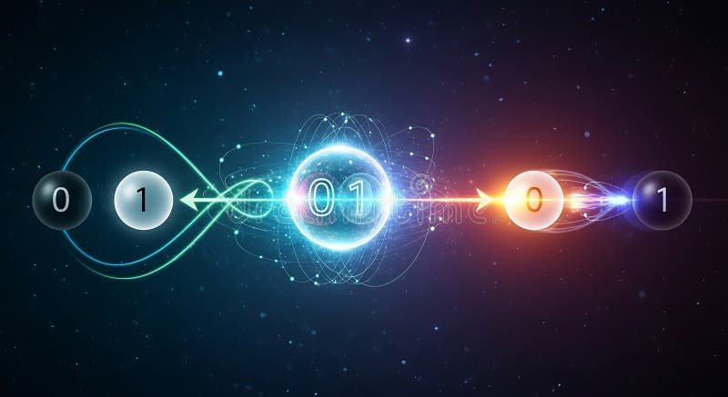 Quantum Computing Concept Shows Qubits and Quantum Entanglement with ...