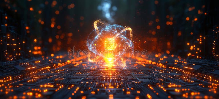Quantum Computing Concepts Featuring Qubits and Superposition in a Digital Landscape. Generative ...