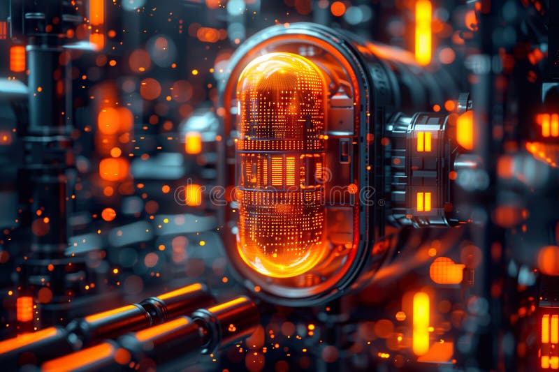 Quantum Computing Core Emitting Radiant Red Energy. Generative AI Stock ...