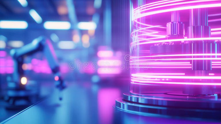 Quantum Computing Core Processing Data Inside a Transparent Cylinder ...